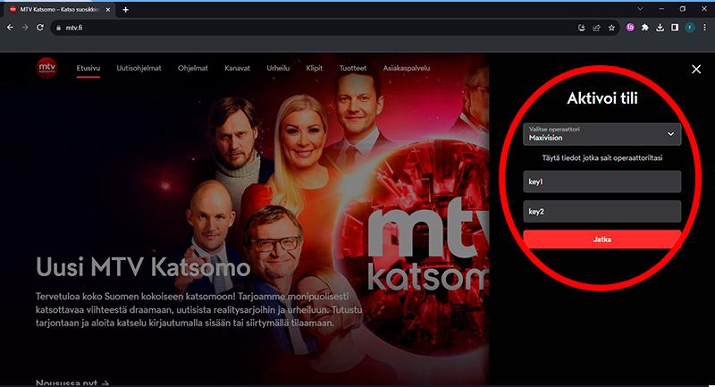 MTV Katsomo+ suoratoistopalvelun käyttöönotto - Maxivision